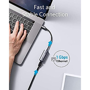Anker USB C to Ethernet Adapter, PowerExpand USB C to Gigabit Ethernet Adapter, Aluminum Portable USB C Adapter for MacBook Pro, MacBook Air 2018 and Later, iPad Pro 2018 and Later, XPS