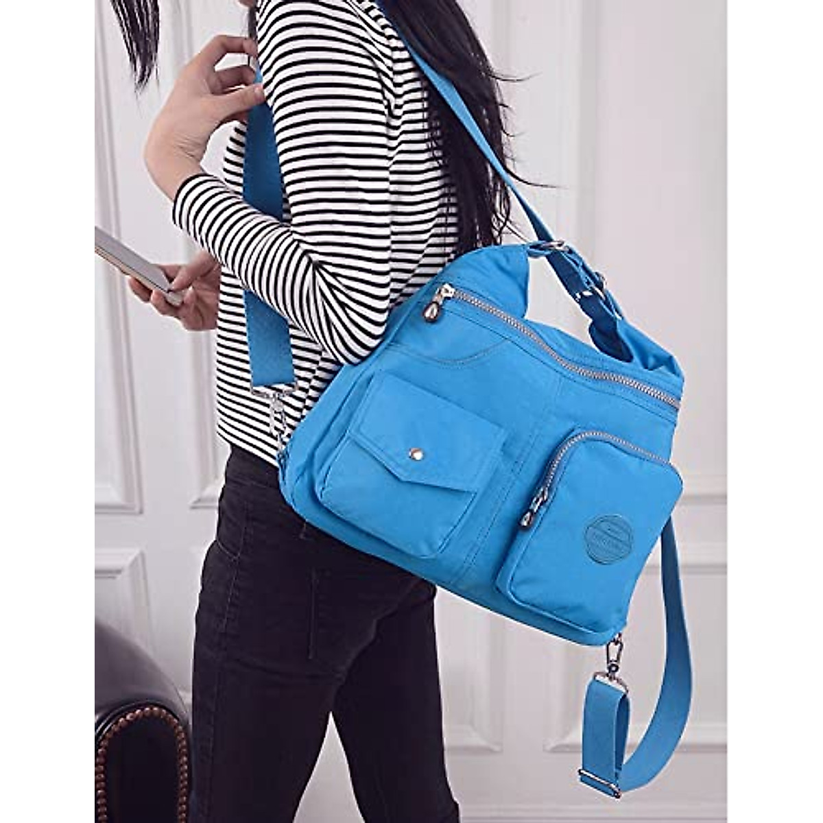 Women's Tote Canvas Retro Bag Clutch Bag Crossbody Shoulder Bag Handbag Solid Color Muti Pocket Shopping Purse