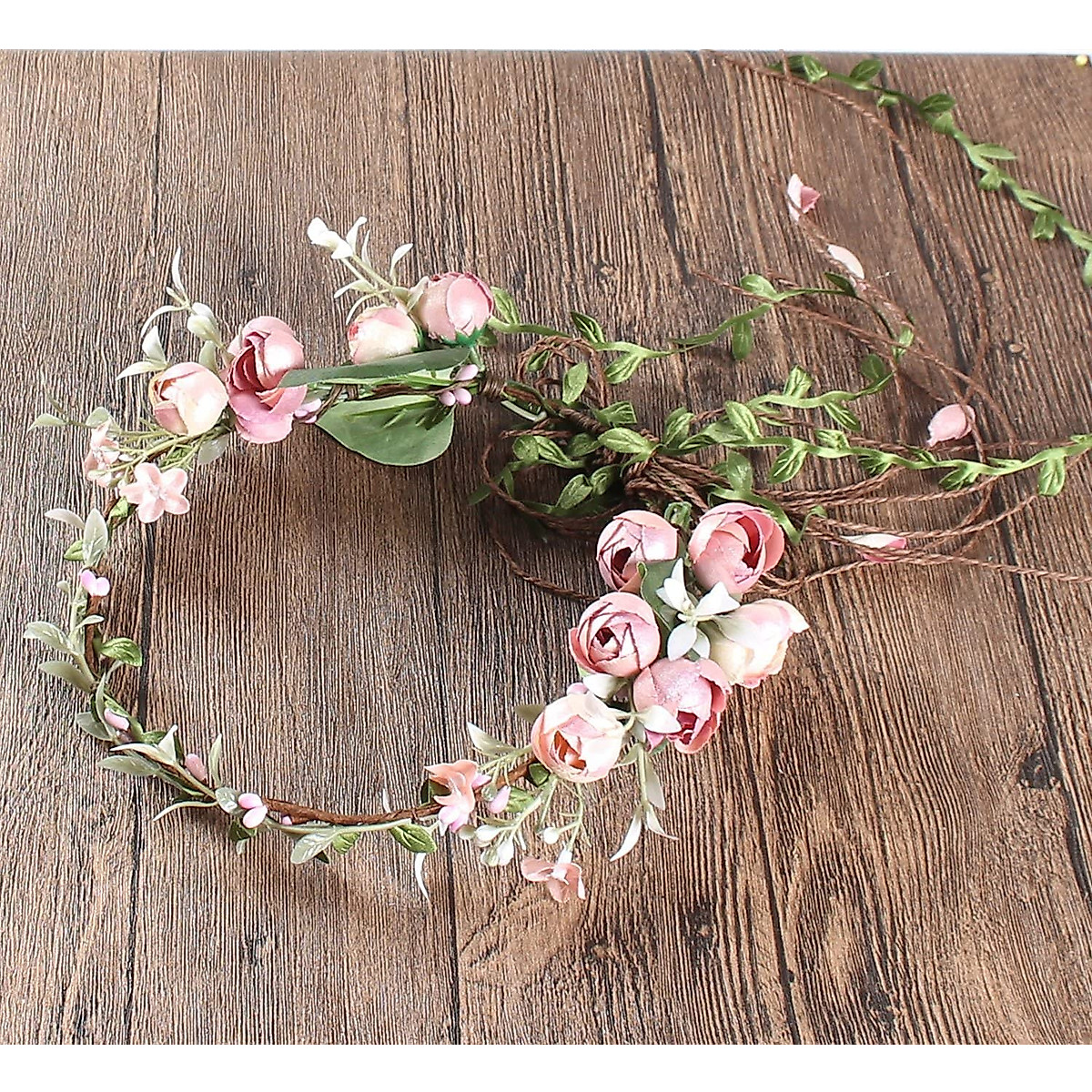 Floral Fall Adjustable Bridal Flower Garland Headband Flower Crown Hair Wreath Halo F-83 (A)