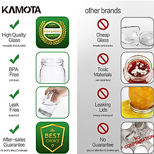 KAMOTA Mason Jars 12 oz With Regular Lids and Bands, Ideal for Jam, Honey, Wedding Favors, Shower Favors, DIY Spice Jars, 20 PACK, 30 Whiteboard Labels Included