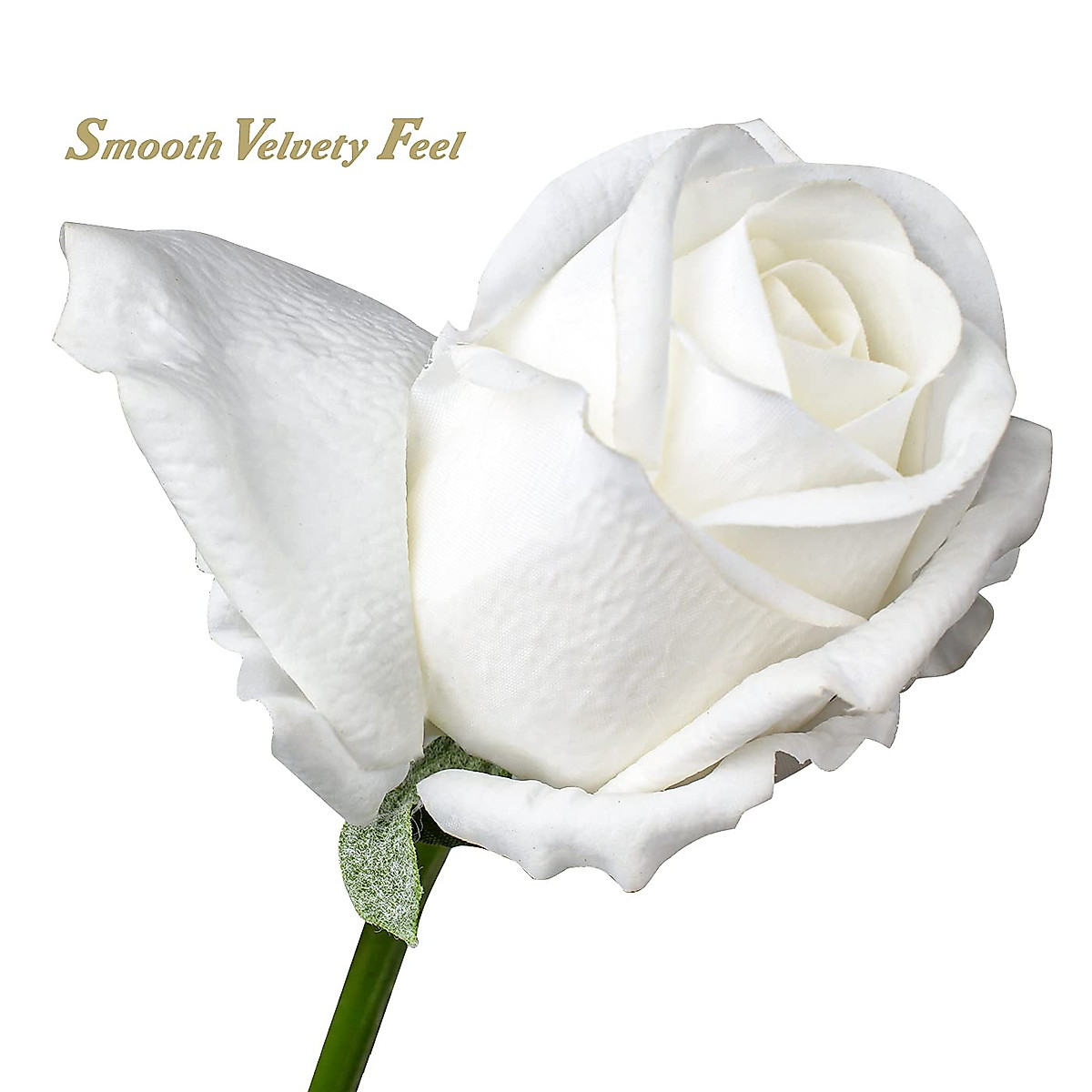 DILATATA Artificial Realistic Roses White Flowers 24" Real Touch Silk Roses Bouquet Long Stems Rose Fake Roses Decor for Home Party Wedding Table Centerpieces Roses Realistic - 5 Pcs