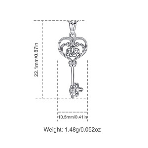EUDORA Sterling Silver Necklace V&A Bless Key of Happiness Pendant 18 inch, Gift to Friends Women