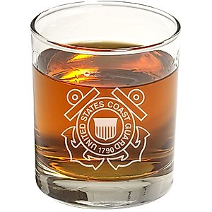 Coast Guard Whiskey Glasses (Set of Two) – Coast Guard Engraved Whiskey Whiskey Glass - Gifts for Whiskey Lovers - Coast Guard Present for Retirement, Graduation, – Coast Guard Home Décor
