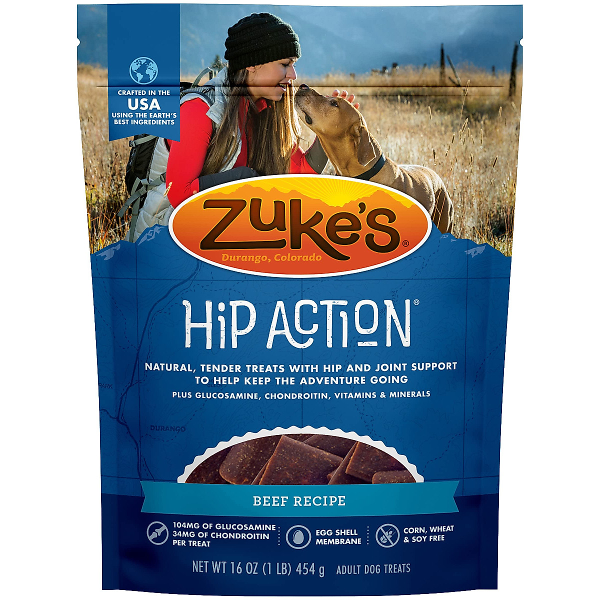 Zuke's Hip Action Hip & Joint Natural Dog Treats Crafted in The USA 16 Ounce (Pack of 4)