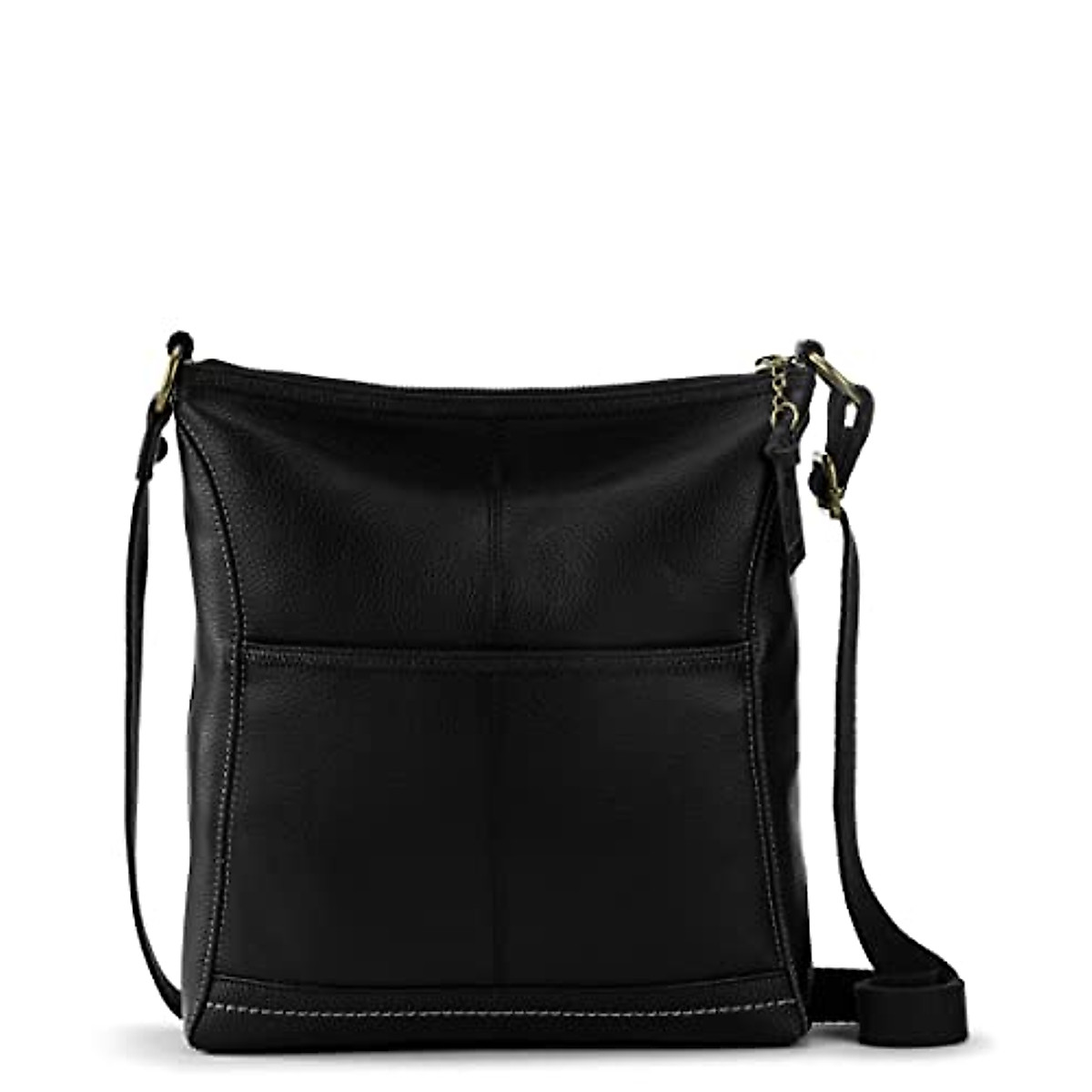Sakroots Iris Crossbody Bag in Leather, Casual Purse with Adjustable Strap & Zipper Pockets, Multifunctional & Sustainably-Made, Black
