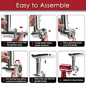 Stainless Steel Meat Grinder Attachments for KitchenAid Mixers, Meat Grinder, Sausage Stuffer, Perfect Grinder Attachment for KitchenAid, Dishwasher Safe(Machine/Mixer Not Included)