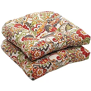 Pillow Perfect Outdoor/Indoor Zoe Citrus Tufted Seat Cushions (Round Back), 19" x 19", Green, 2 Pack