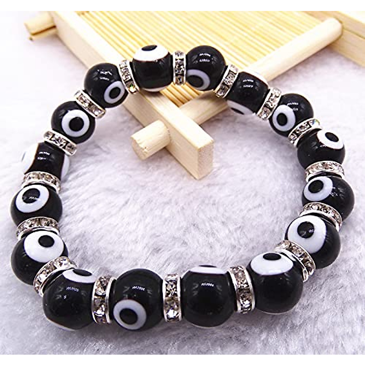 Pingyongchang Evil Eye Bracelet Charm Beaded Crystal Bracelets Jewelry Boho Protection Stretch Bracelets for Women Womens Strand Jewelry GREEN