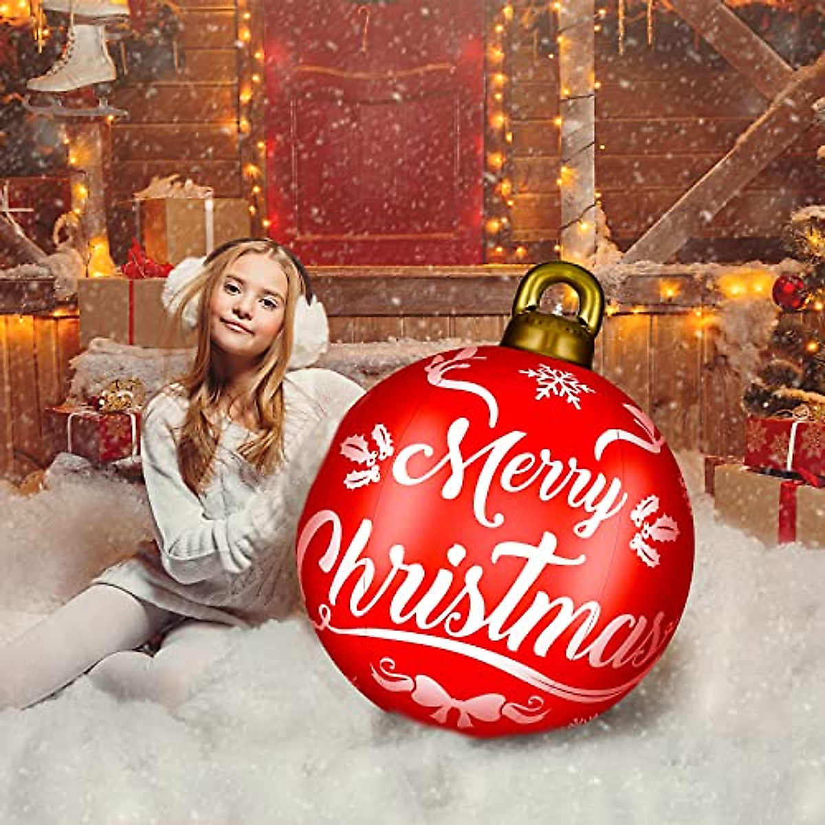 3 Pcs Giant Inflatable Christmas Ball 24 Inch Christmas PVC Inflatable Decorated Ball Large Christmas Inflatables Outdoor Decorations Christmas Blow up Yard Decorations Xmas Giant Inflatable Ornaments