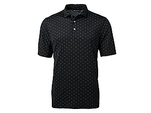 Cutter & Buck Men's Short Sleeve Virtue Eco Pique Tile Print Polo Shirt, Black, M