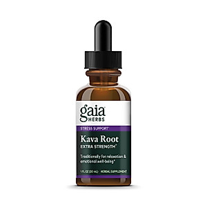 Gaia Herbs Kava Root Extra Strength - Helps Sustain a Sense of Natural Calm, Relaxation,* and Emotional Wellness During Times of Stress - Made with Noble Kava Cultivars - 1 Fl Oz (20-Day Supply)