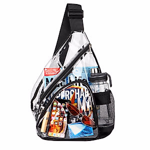 HULISEN Clear PVC Sling Bag Stadium Approved, Backpack with Adjustable Strap