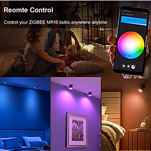 LEDEPLY Zigbee MR16 Smart Bulbs, Compatible with hu*e*, Alexa, Google & ConBee (Hub Required), 5W, GU5.3 LED WiFi Bulb, 5W(50W), Dimmable LED AC/DC 12V, Color Changing &Tunable White, 2 Pack