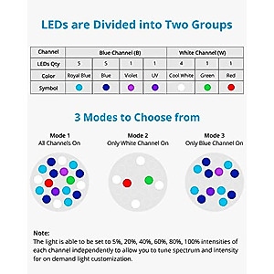 NICREW 30W Reef LED Aquarium Light, Dimmable Marine LED Light with Dual Channel Wired Controller, Nano Fish Tank Light for Saltwater Coral Fish Tanks