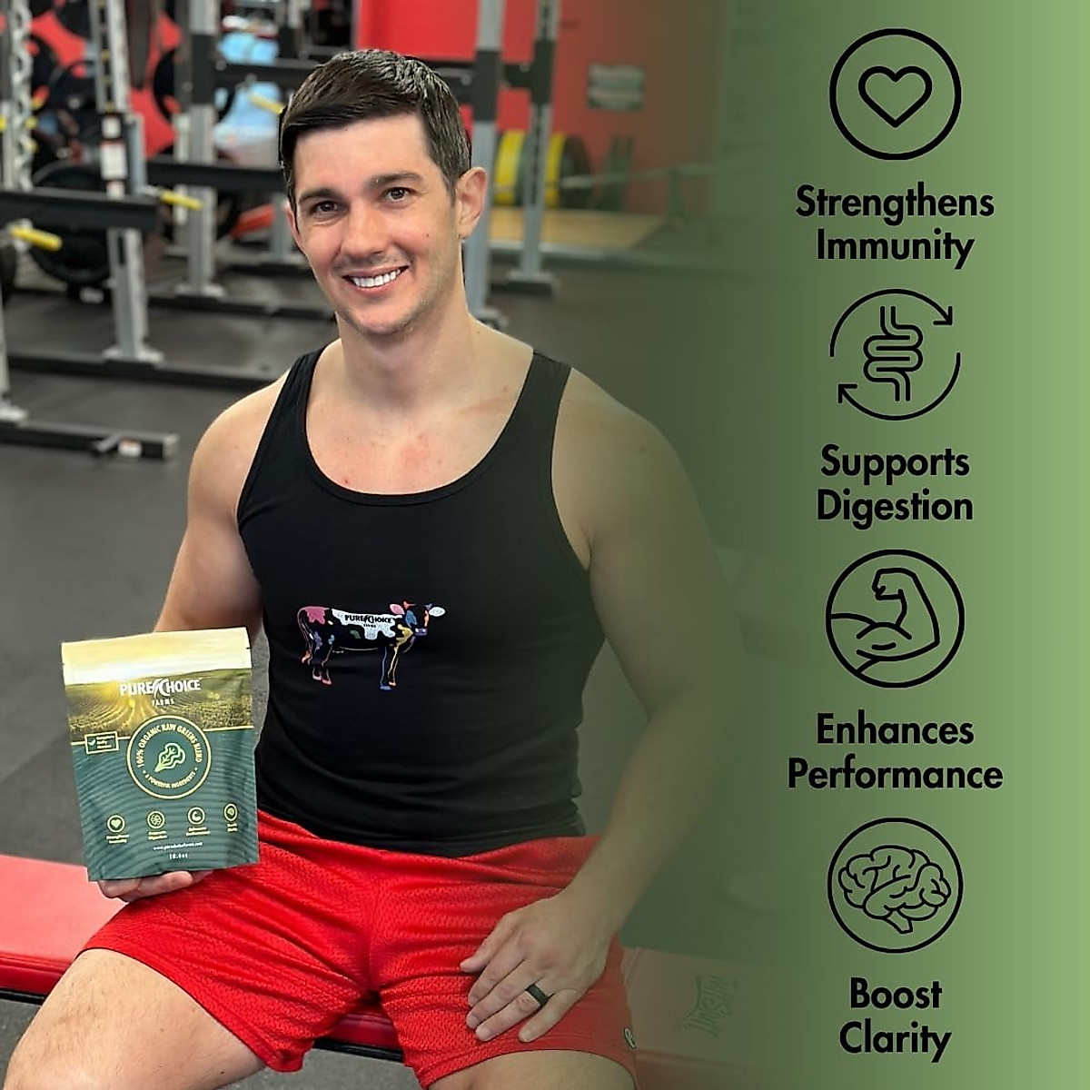 Pure Choice Whey Organic Greens Superfood Powder, USA Grown - Kale, Alfalfa Grass, Wheatgrass, Barley Grass, Astragalus, Spirulina, Oat Grass & Chlorella, USA Grown (10.6 oz, 1 Month Supply)