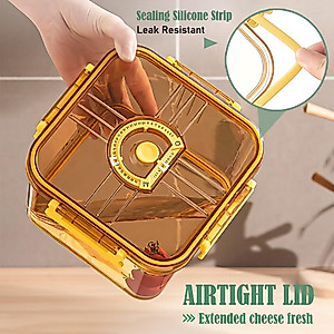 Sliced Cheese Container with Airtight Lid for Mini Fridge BPA-Free Kitchen Plastic Storage Deli Cheese Slices Stackable Store Date Record Function Keeps Cheese Fresh Longer (Yellow)