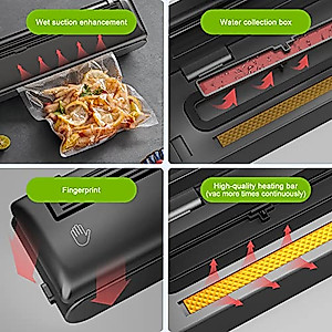 BEYUAM Vacuum Sealer, Food Saver Vacuum Sealer Machine with Auto&Manual Options for Food Storage, 5 in1 Food Vacuum Sealer with Dry&Moist Modes, LED Indicator Lights, Compact Design, Includes 15PCS Vacuum Seal Bags,1 Air Suction Hose, 1Cutter (Black)