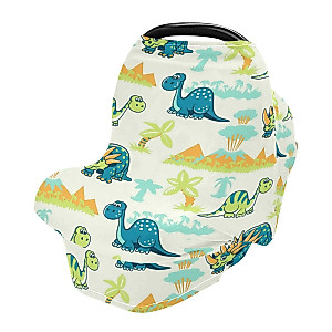 Baby Car Seat Cover Dinosaurs and Palms Nursing Covers Breastfeeding Scarf Infant Carseat Canopy for Mom Baby Gift