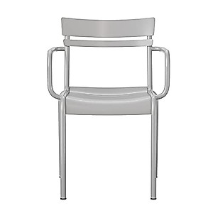Flash Furniture Nash Commercial Grade Steel Indoor-Outdoor Stackable Chair with 2 Slats and Arms, Set of 4, Silver