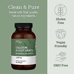 Earth Harmony Calcium D-Glucarate 1200mg - Advanced Detoxification Support & Double The Strength of Calcium D Glucarate 500mg - 120 Capsules (2-Month Supply)