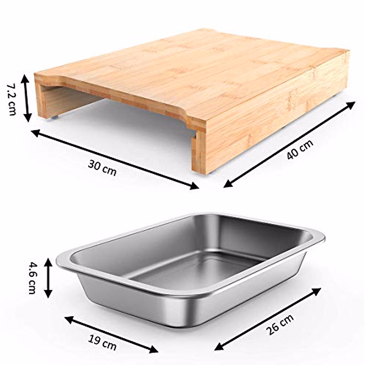 ecozoi Bamboo Cutting Board with Containers, Large Wood Cutting Board with Slide Out Trays, Eco Friendly Space Saver and Non Slip Chopping Board, Wooden Butcher Block with Pull Out Drawers