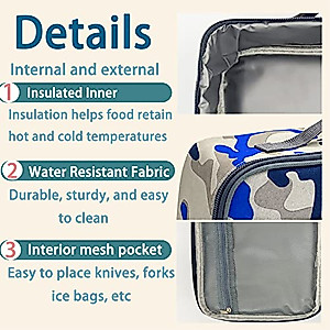 Kulle Lunch Box,Insulated Lunch Bags for Women/Men,Washable and reusable lunch boxes for School Girls & Boys, Work, Picnic or Travel(Camo)