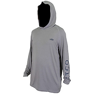 AFTCO Men's Samurai 2 Hooded Long Sleeve Shirt - Steel Heather- 2XLarge