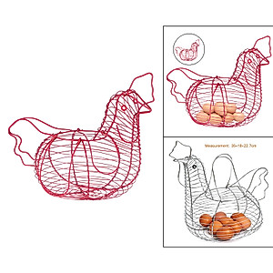 Gazechimp Rustic Egg Basket Metal Wire Hen Shaped Egg Basket Egg Holder Creative