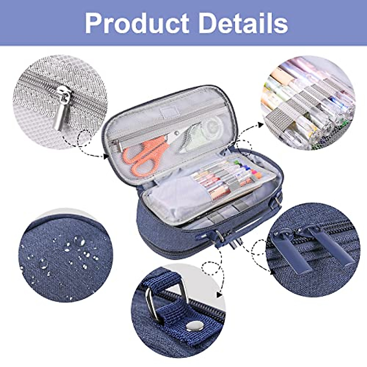 Large Capacity Pencil Case, 3 Compartment Pencil Bag Stationery Pouch, Handheld Cosmetic Bag, Storage Pouch for School Office Trip Teens Adults Girl Boy Men Women Gift