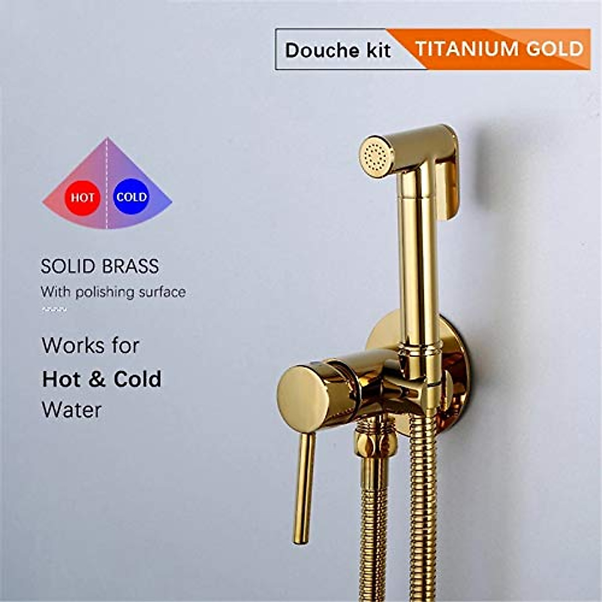 MINJING Cloth Diaper Sprayer, Toilet Bidet Sprayer, Hot and Cold Mixer Solid Brass Shower Faucet, Bathroom Douche Kit Washer