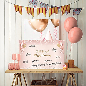 Jumbo Birthday Card With Envelope, Giant Guest Book Happy Birthday Greeting Cards for Girls Women, Large Birthday Card Gifts Decorations Party Supplies, Pink Rose Gold Extra Big Birthday Card Decor(14