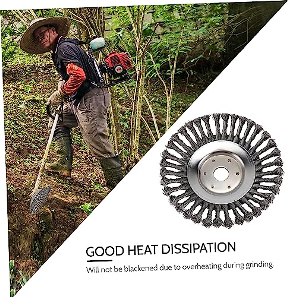 HANABASS 1 Set 8 Wire Wheel Weeding Grass Trimmer Head Wire Grinder Brush Head Corded Lawn Mower Weeding Cutter Trimmer Head White to Rotate Carbon Steel Wire Wired Thread Cutting