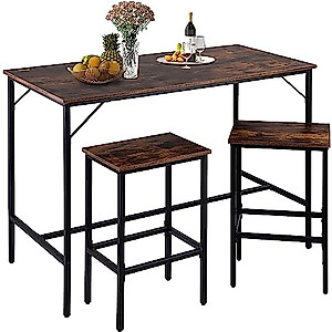 VEVOR 39" Bar Chairs Pub Table Set w/ 2 Stools, Brown