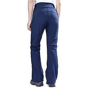 Outdoor Ventures Women's Sleek Waterproof Softshell Fleece Lined Ski Snow Insulated High Rise Hiking Pants with Bottom Zipper