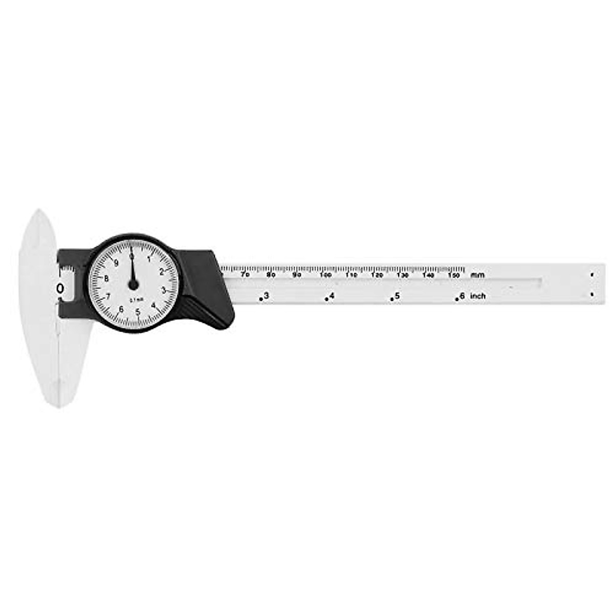 Plastic Dial Vernier Caliper Plastic 0-150mm High Precision 0.1mm Clear Number Wear Resistance, Durable In Use Clear Number for Measuring(White)