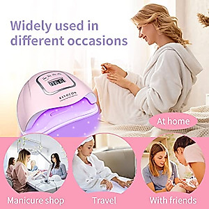 RAYOCON UV LED Gel Nail Lamp 120W, Professional UV Nail Light for Gel Polish Fast Curing with 45 Lamp Beads, Lightweight LED Gel UV Nail Dryer for Salon Home, Pink