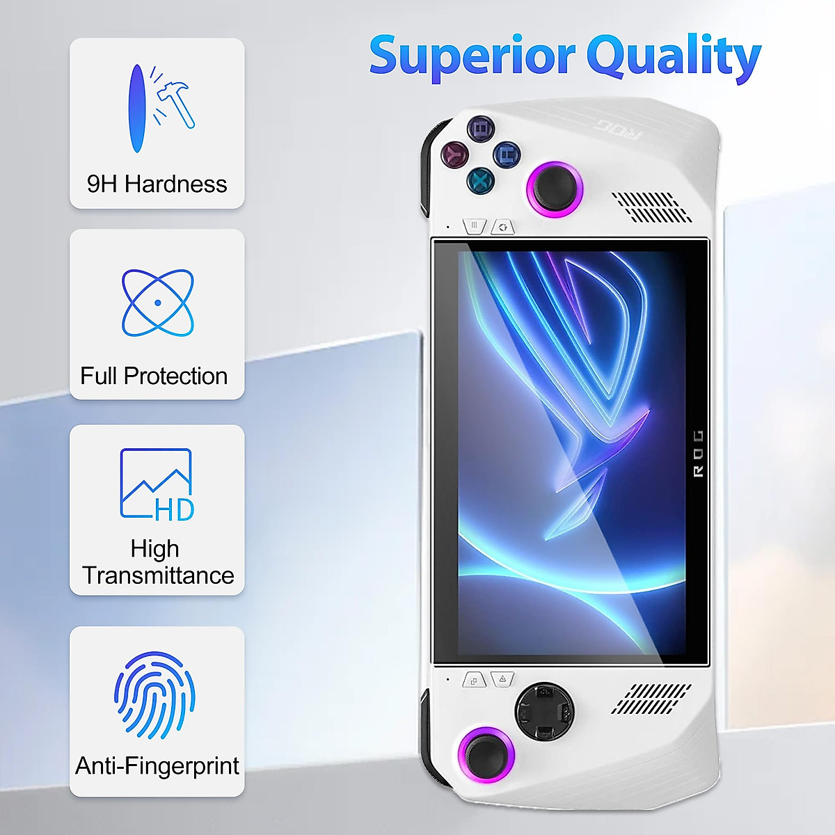 TQLGY 3 Pack Screen Protector for ASUS ROG Ally Handheld 7 inch 2023, Tempered Glass Screen Protector for ROG Ally, Transparent HD Clear, 9H Hardness, Anti-Scratch