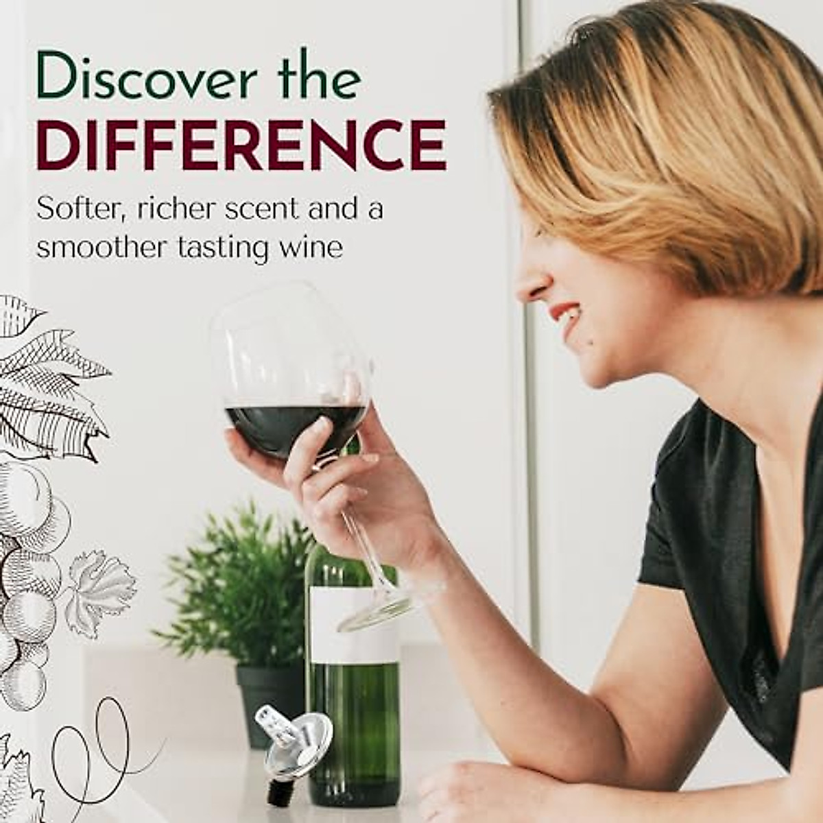OxyTwister Wine Aerator Pourer Spout Professional Quality 2-in-1 Attaches to Any Wine Bottle for Improved Flavor, No-Drip Enhanced Bouquet Better Red Wine Aerator Christmas Men for Beverage serveware