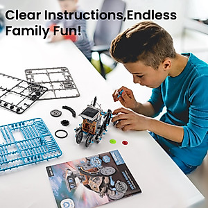 Sillbird STEM 12-in-1 Education Solar Robot Toys -190 Pieces DIY Building Science Experiment Kit for Kids Aged 8-10 and Older,Solar Powered by The Sun