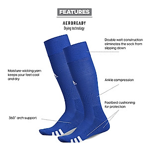 adidas Rivalry Field Multi Sport Over The Calf (OTC) Socks for Boys, Girls, Men and Women (2-Pair), Royal Blue/White, Small