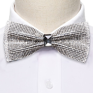 YOHOWA Bowties for Men Rhinestone Sequin Diamond Pre Tied with Adjustable Length for Party Wedding Banquet Gift