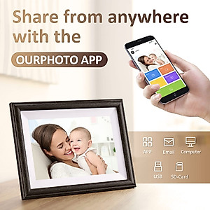 WiFi Digital Picture Frame, Pastigio 10.1" HD Wooden Digital Photo Frame with Delicate LCD Display, 16GB Storage, Auto-Rotate, Instant Share Photos and Videos via App, Email, Cloud from Anywhere