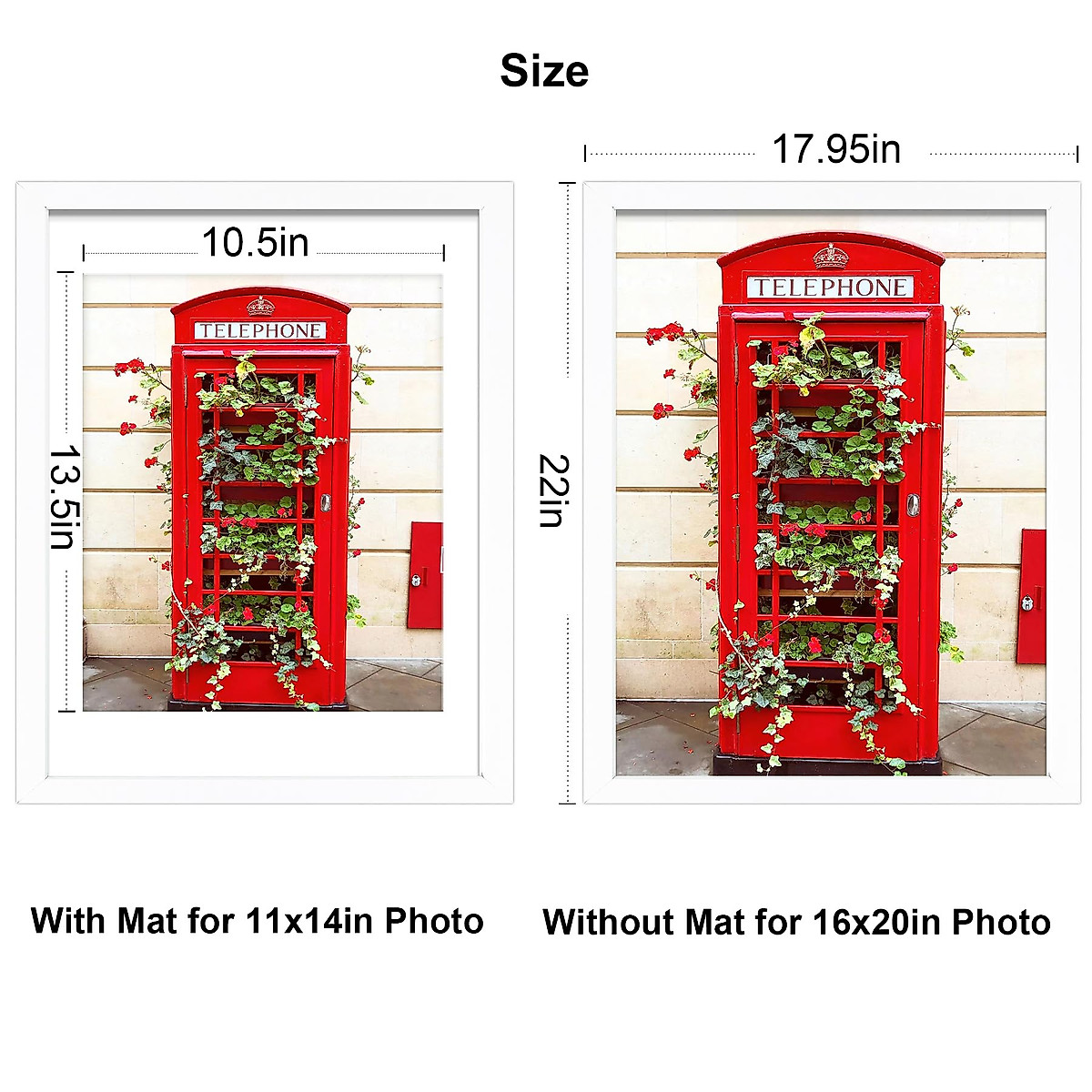 SESEAT 16x20 Picture Frame White, Display Pictures 11x14 with Mat or 16x20 without Mat, Photo Frames Wall Gallery, 1 Pack