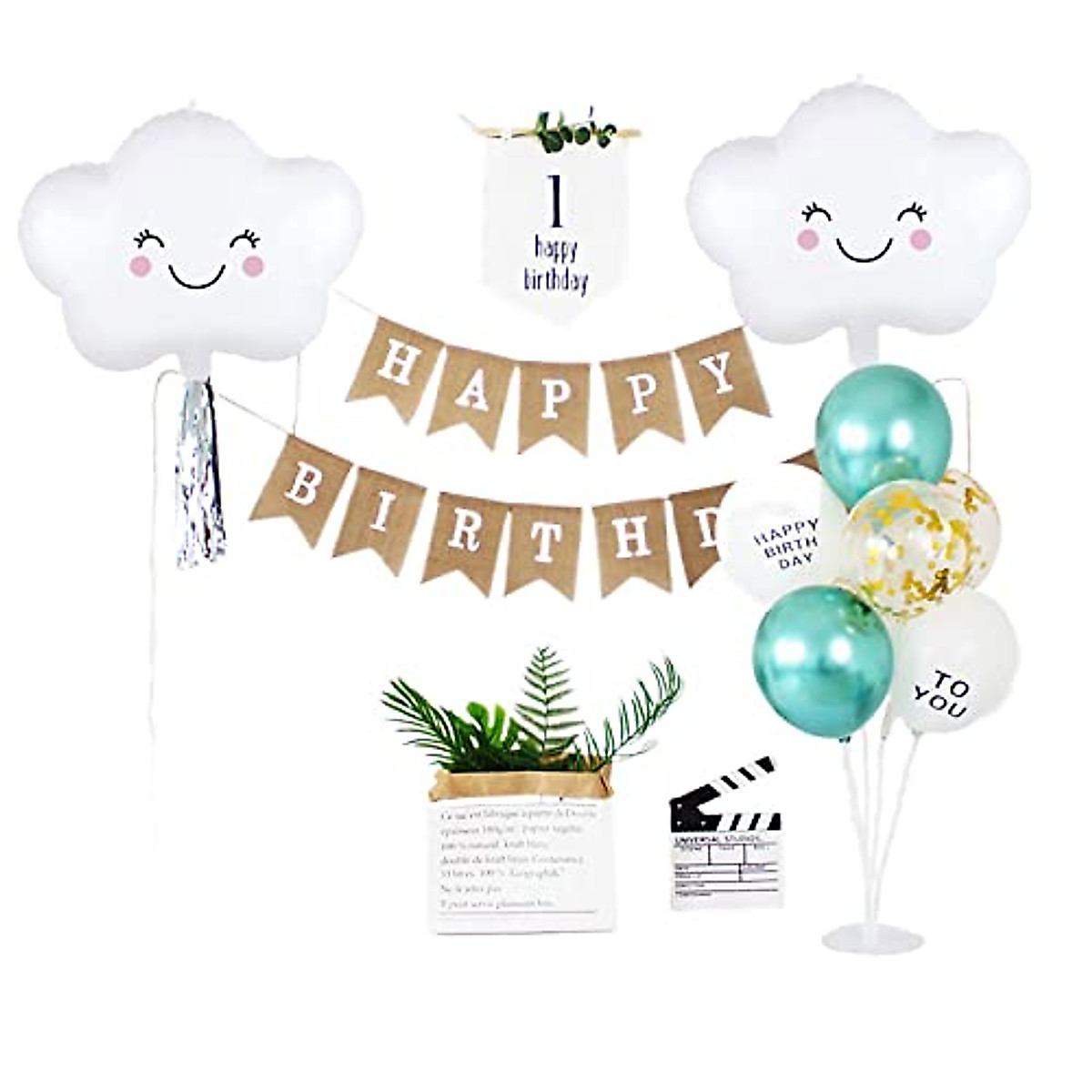 12pcs White Cloud Balloons 18 Inch Mylar Foil Cloud Balloons for Baby Shower Birthday Wedding Party Supplies