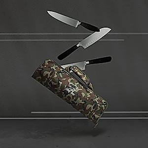 Chef Sac Chef Knife Roll Bag Travel Case | 8+ Slots for Knives & Tools | 2 Flaps with Cleaver & Mesh Pocket | Chef Knife Case for Professional & Culinary Work | Knives Not Included (Army Green)