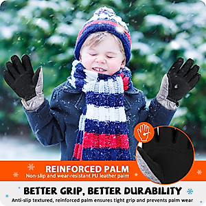 Hikenture Kids Snow Gloves, 3M Thinsulate Warm Kids Ski Gloves, Toddler Snow Gloves for Boys&Girls, Waterproof Winter Gloves