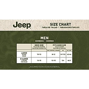 Jeep Men's Classic Cotton Socks-3 Pair Pack-Moisture Wicking and Cushioned Comfort, Black, 8-12