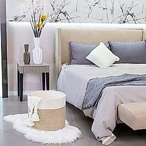 MINTWOOD Design Large 17 x 15 Inches Decorative Cotton Rope Basket, Blanket Basket Living Room, Laundry Basket, Woven Basket, Toy Storage Baskets Bin, Round Large Basket for Pillows, Throws, Towels