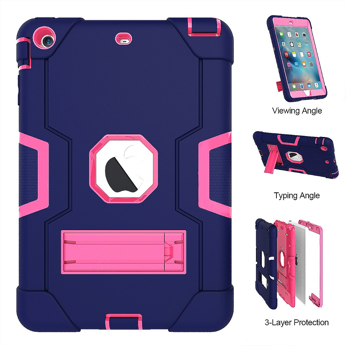 CaseHaven iPad Mini Case (Rugged Kickstand Series, Shockproof, Heavy Duty, Hybrid Three Layer Armor Defender) for iPad Mini 3 - Pink