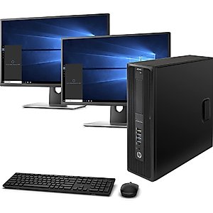 HP Z240 SFF Computer PC, Intel Core i5 6500 Processor, 16GB DDR4 Ram, 512GB NVMe SSD, WiFi | Bluetooth, Wireless Keyboard & Mouse, New Dual 23.8" Monitor, Win 10 Pro (Renewed)